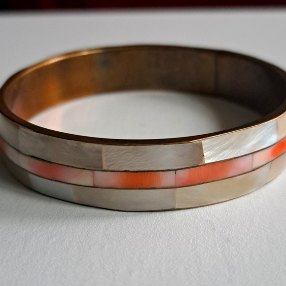 Copper | Jewelry | Vintage Mother Of Pearl Copper Bangle | Poshmark